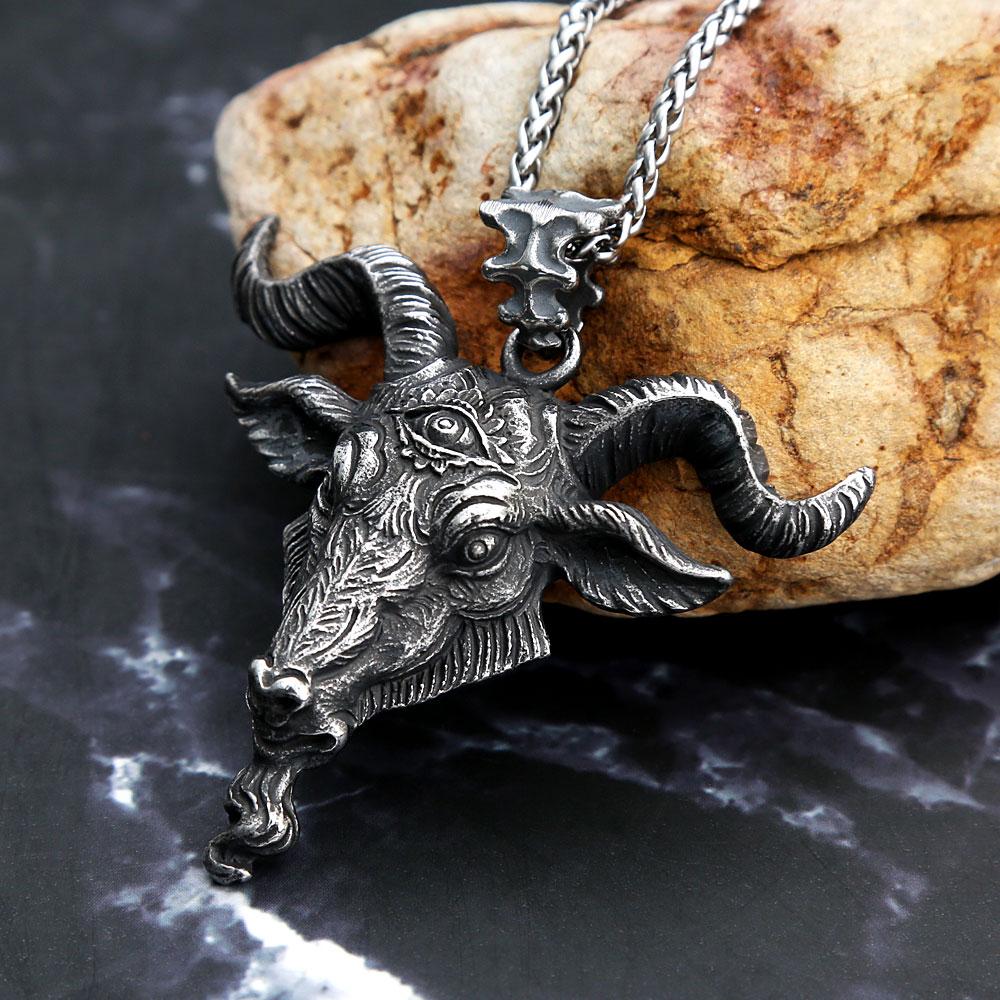 Buy Viking Gothic Lucifer Satan Bull 'S Head Pendant Necklace For Men ...