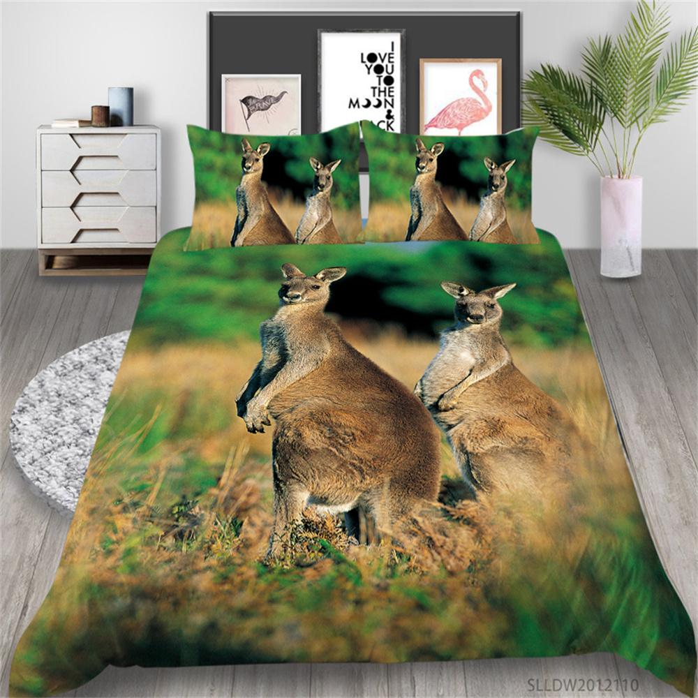 Buy Kangaroo Print Duvet Cover Set with Pillowcase Children Teen Single ...