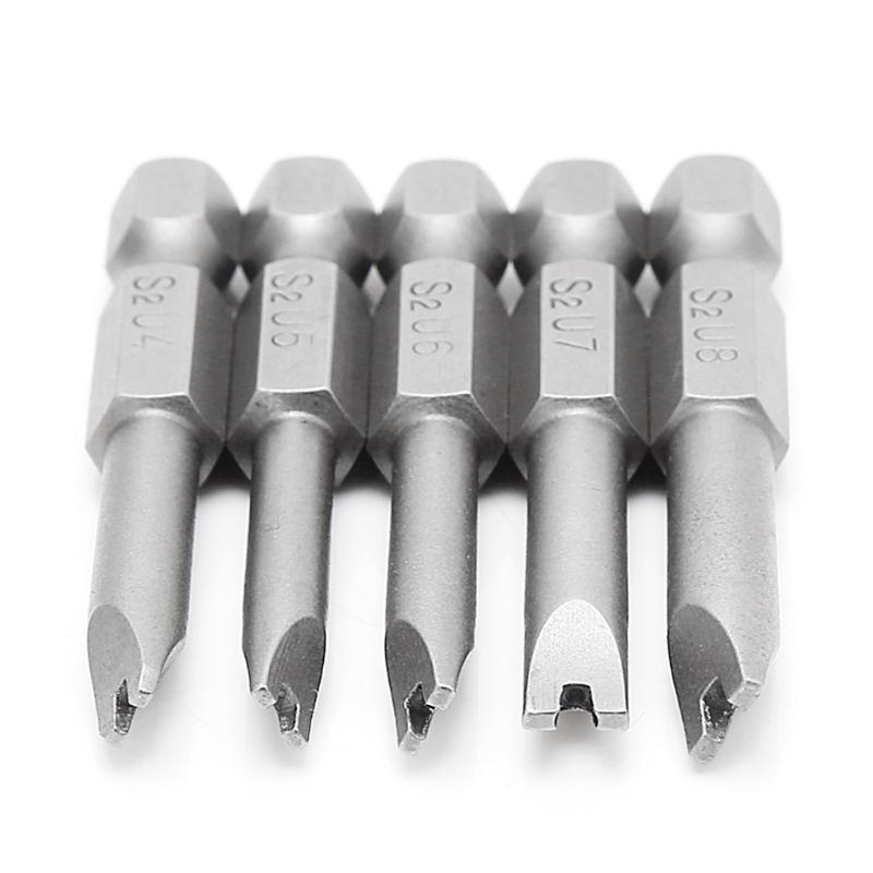 5 Pcs 1/4 Inch S2 Hex Magnetic U Shaped Screwdriver Bits Tools 50mm ...