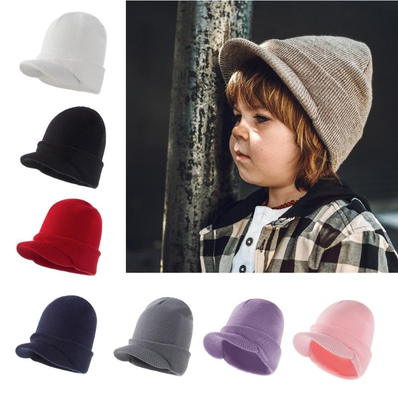 Cheap Autumn Winter Solid Color Baby Knitted Hat Ear Protection ...