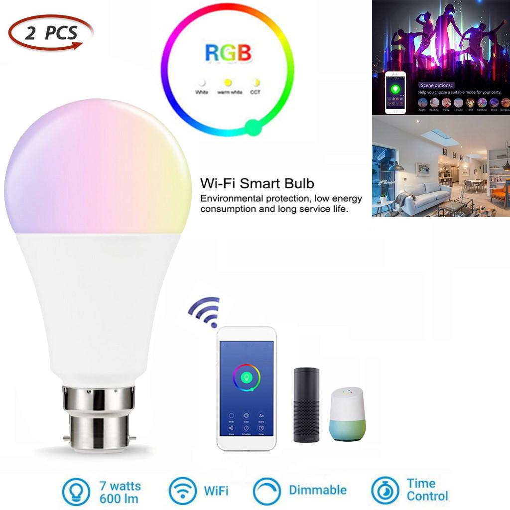 Buy 2PC Wifi Smart LED Light Bulb RGB Dimm Control ForAlexa For Google ...