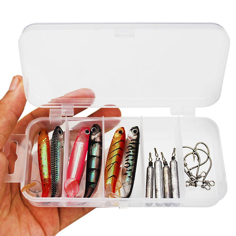 15pcs/lot Long Tail Rainbow Soft Fishing Lure Soft Bait Combination ...