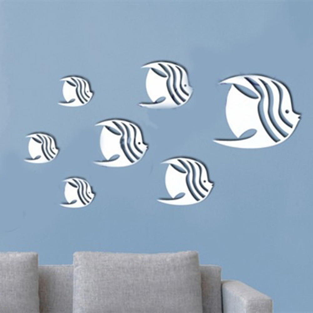 Buy 7pcs 3D Fish Wall Stickers DIY Mirror Wall Art Decal Home Room ...