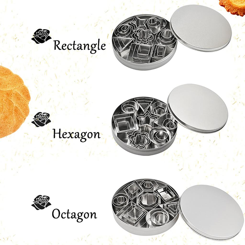 Buy Set of 24 Stainless Steel Biscuits Mold DIY Dookie Mold Geometric ...