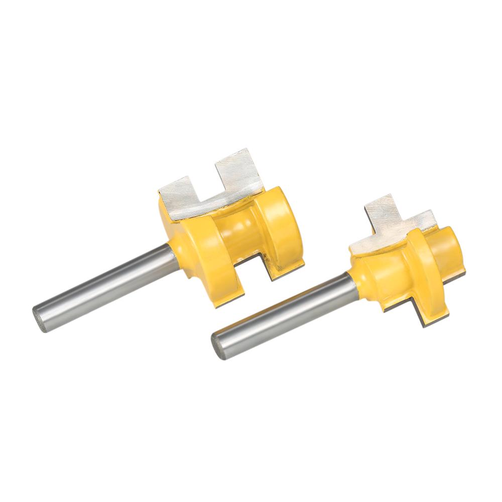 Buy 2PCS Mini 1/4" Shank Tongue Groove Router Bit Set 3 Teeth T-shape ...