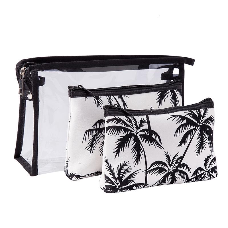 Buy 3Pcs/Set Portable Travel Women Coconut Tree Transparent PVC Makeup ...
