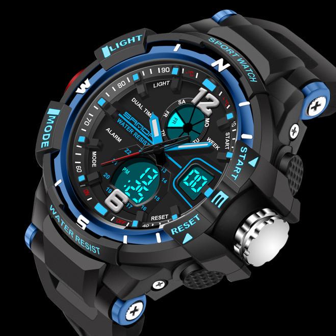 Buy QI Sport Waterproof Mens LCD Digital Analog Quartz Date Alarm Wrist ...