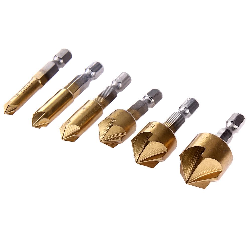 Cheap 6pcs HSS Chamfer Drill Bit Hex Shank 90 Degree 6mm-19mm ...