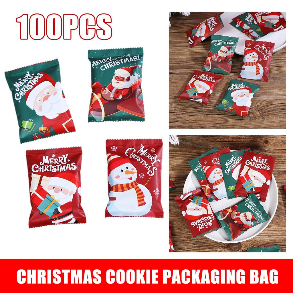 Buy 100pcs/set Christmas Cookie Packaging Bag For Handmade Gifts ...