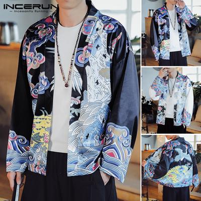 INCERUN Japanese Style Kimono Shirts Summer Casual Men's V-neck Long Sleeve Blouse Male Tops-buy ...