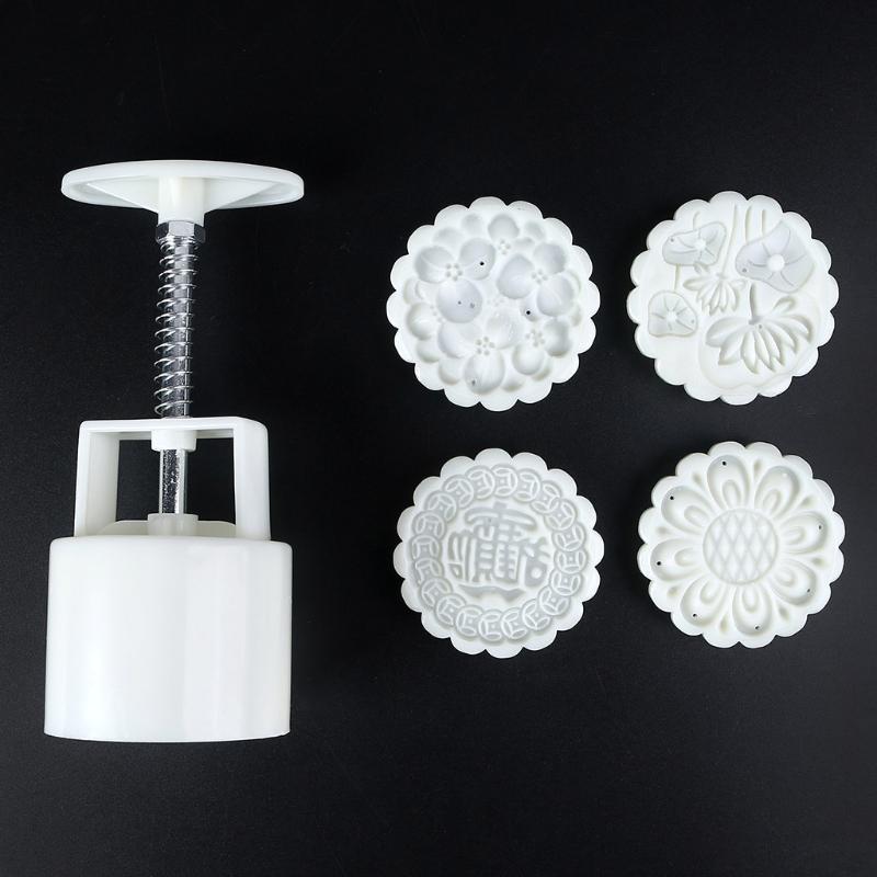 Plastic Mooncake Mold 75g Lotus Flower Stamp Biscuit Cookie Cutter ...
