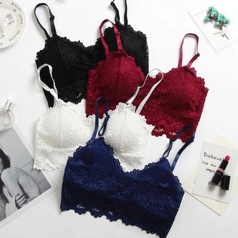Buy Women Wireless Beautiful Back Lace Bra Soft Brassiere Lingerie Lace ...
