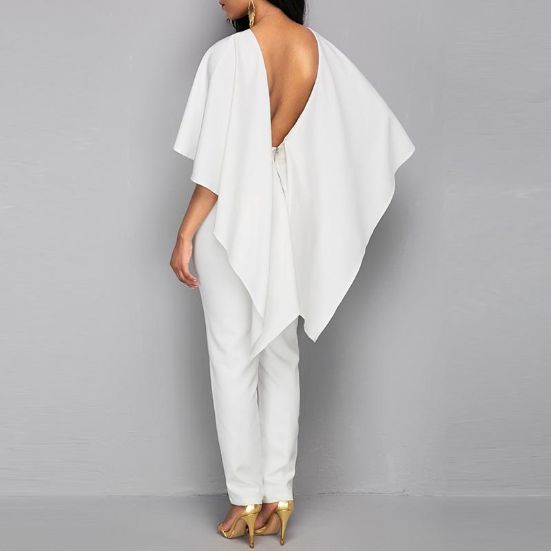 Buy Women's Fashion Solid Color Sexy Short Sleeve Leaning Shawl Set ...