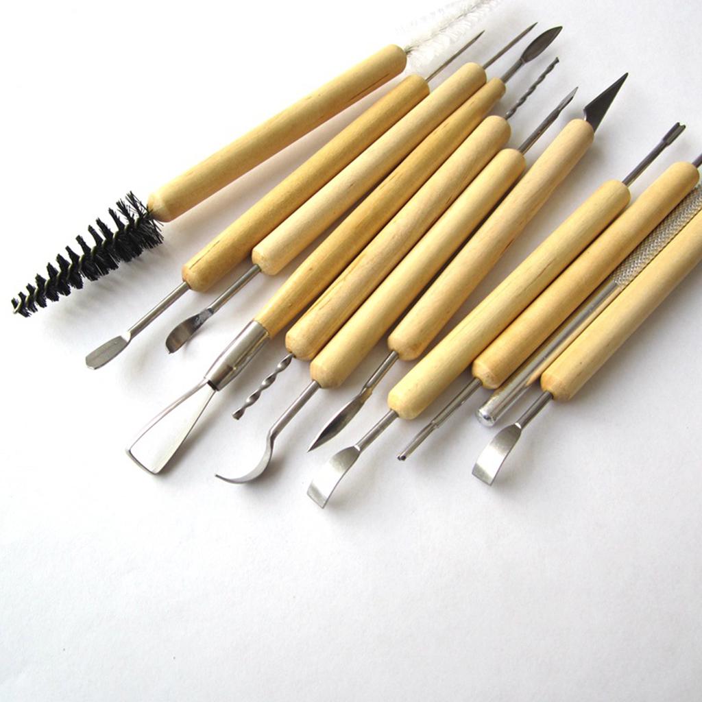 11 Wooden Metal Pottery Clay Tools Molding Sculpture Sculpting Tool Kit ...