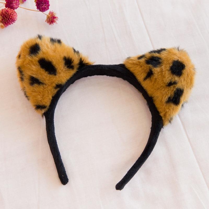 Plush Leopard Cosplay Costume Set Cute Ears Headband 3D Animal Paw ...