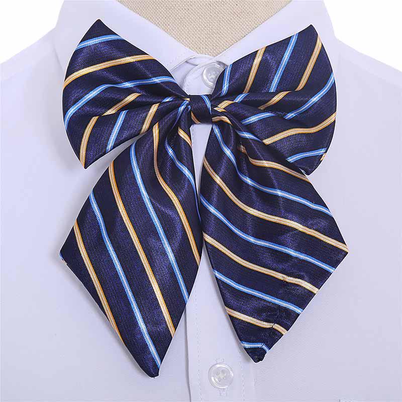 Buy Women Bow Ties Striped Butterfly Stewardess Silk Cravat Fashion ...