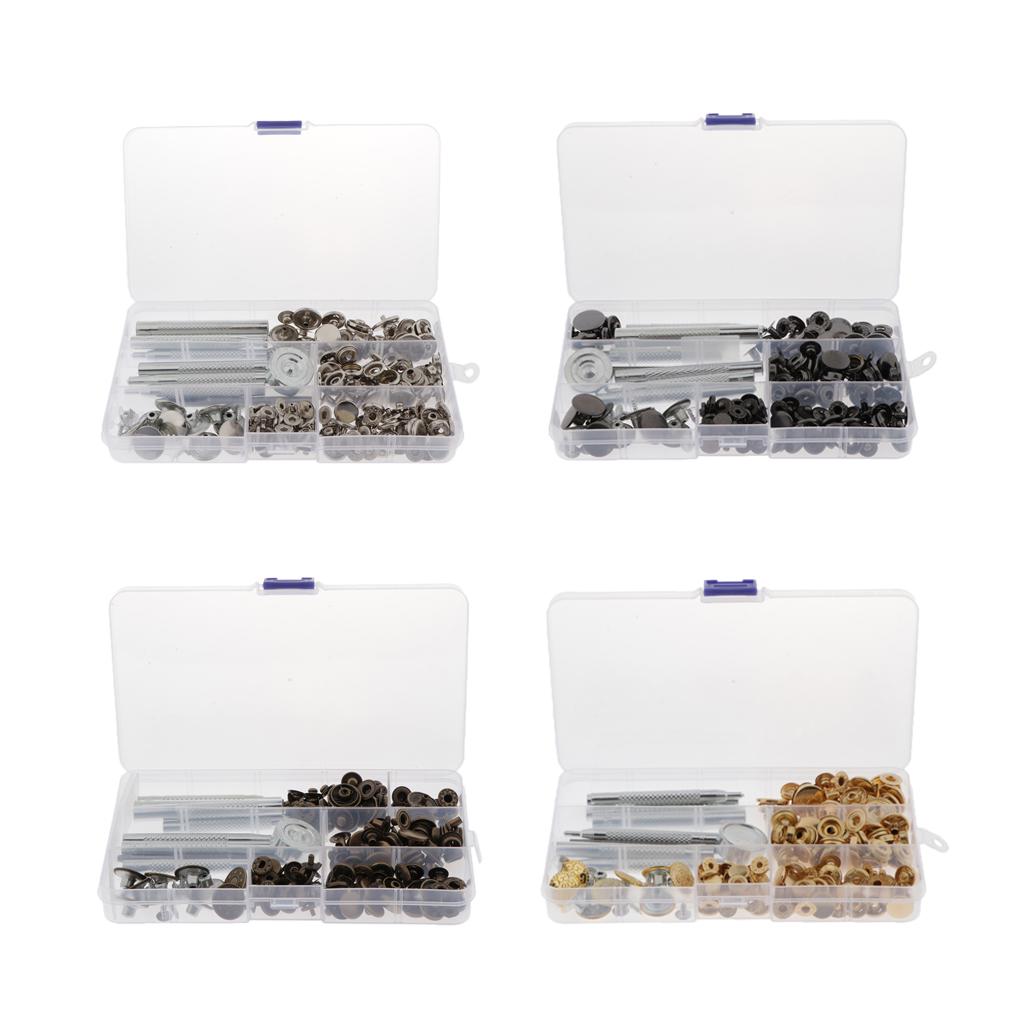 160 Sets Metal Snap Buttons with Punch Set Tool for Leather Crafts ...