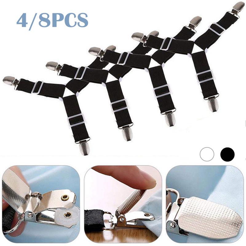 Buy 4/8PCS Triangle Bed Mattress Sheet Clips Grippers Straps Suspender ...