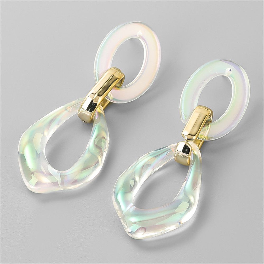 1 Pair Women Korean Geometry Ins Resin Transparent Dangle Earrings ...
