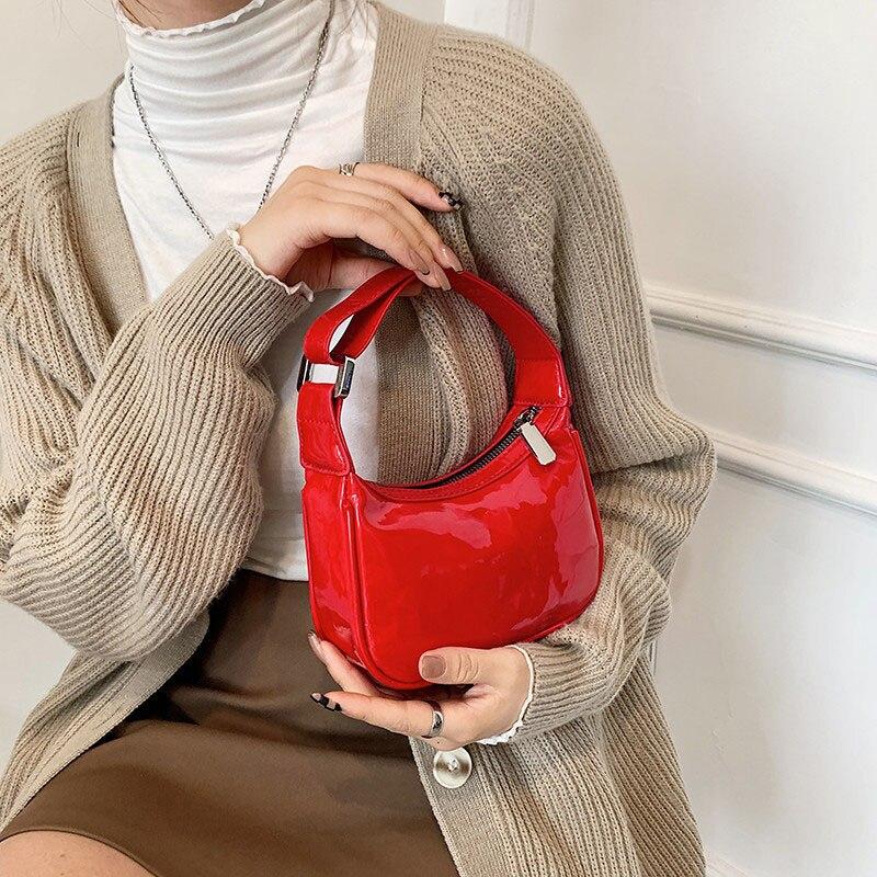 Buy Half Moon Mini Underarm Bag Candy Colors Pu Leather Shoulder Bags ...