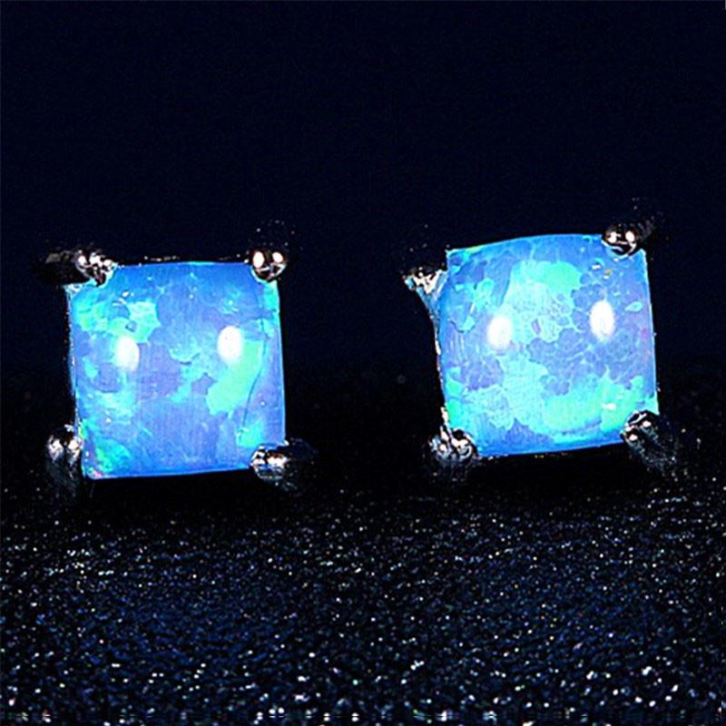 Satın alın Stud Earring Opals Square Hollow-out Carved | Joom