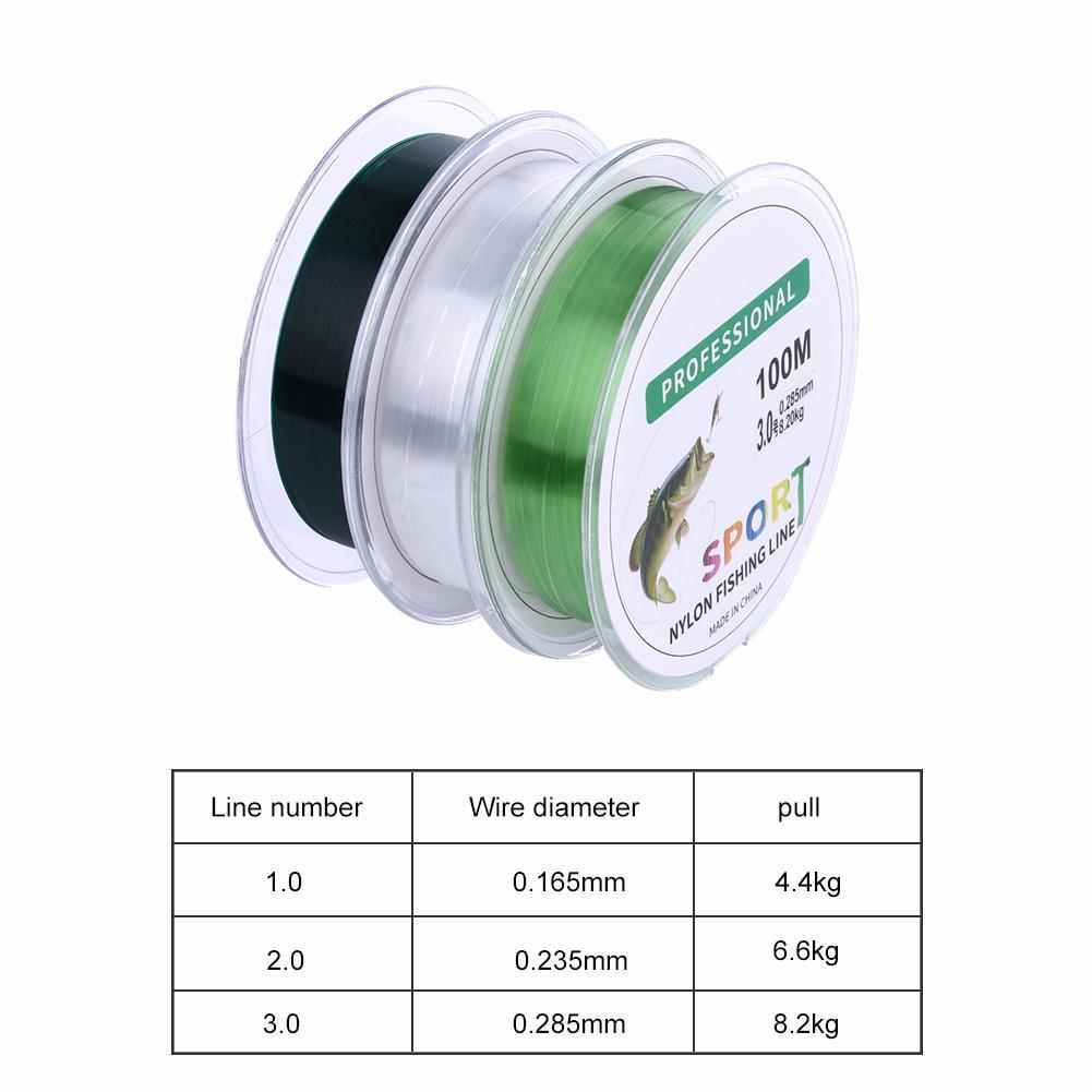 Buy 100m Nylon Fishing Line Super Strong Fishline Bass Carp Fishing ...