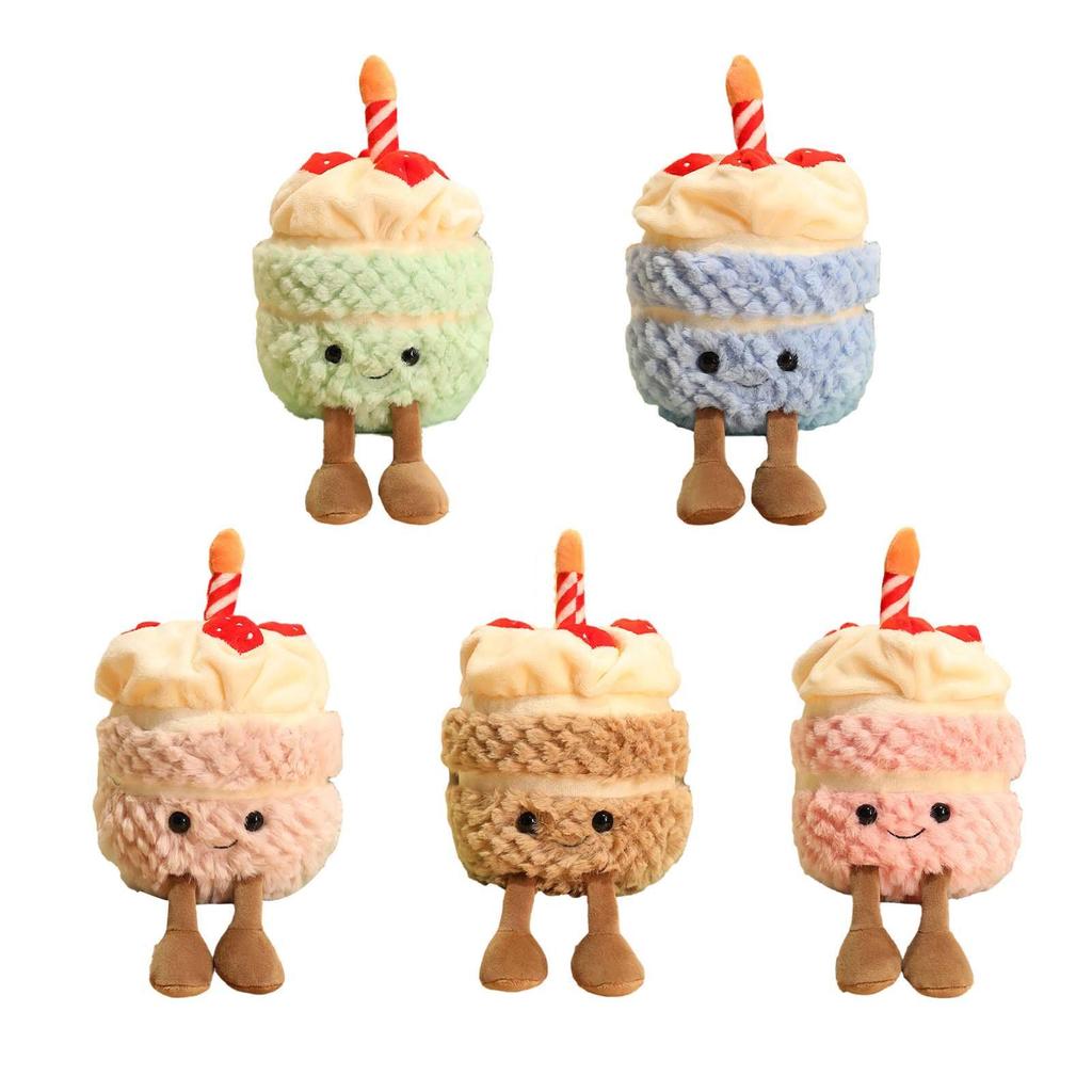 Buy Cute Fluffy Smile Strawberry Cake Plush Toy Stuffed Soft Plushie ...