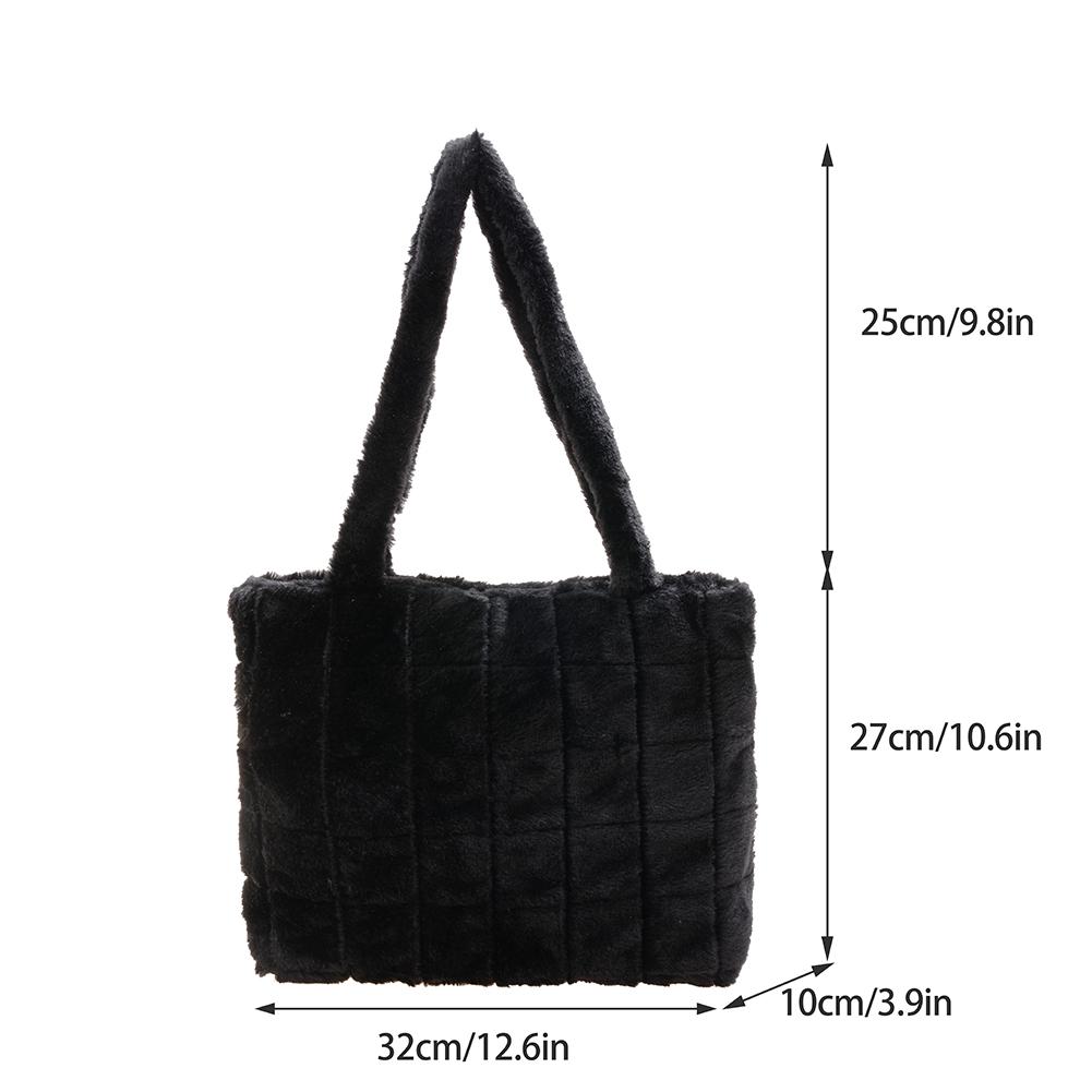Cheap Women Handbags Solid Color Fashion Shoulder Handbags Fluffy Soft ...