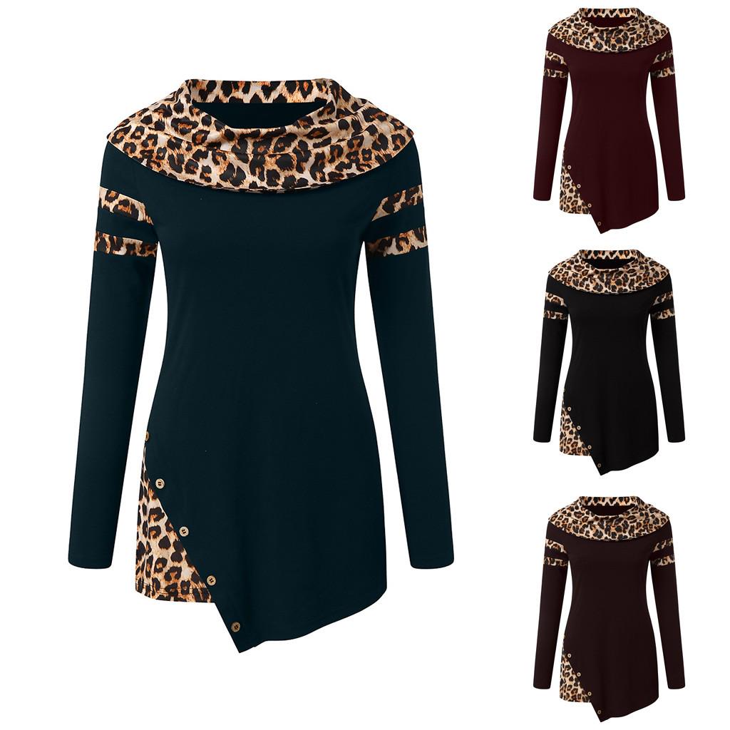 Buy Womens Warm Long Sleeve Leopard Sweatshirt Loose Plus Size Pullover ...