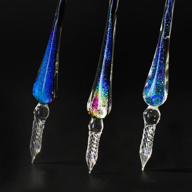 Creative Handmade Glass Pens Starry Sky Transparent Fountain Pen Set ...