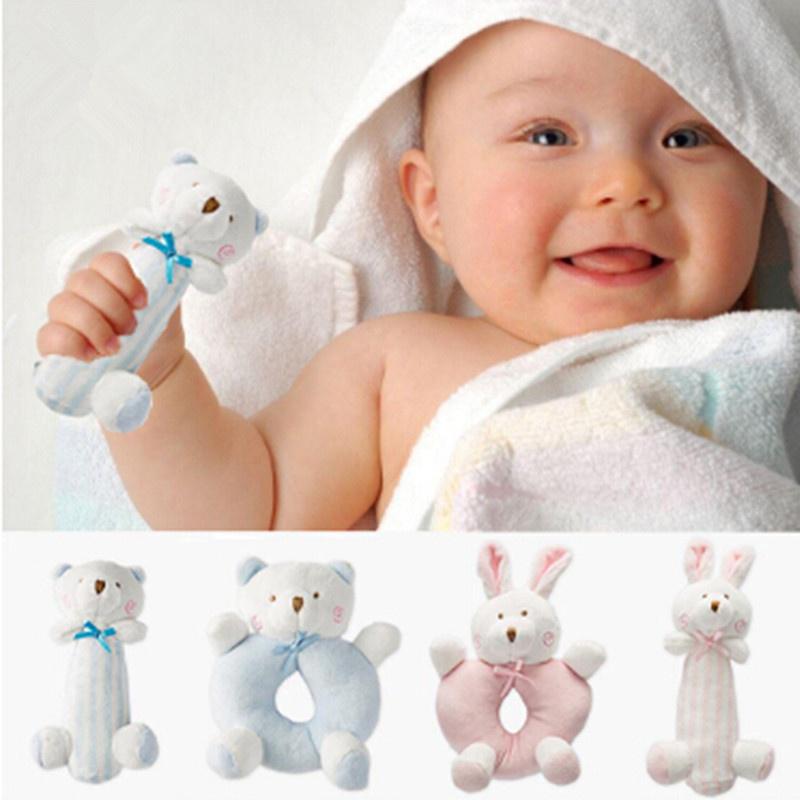 Baby Rattle Plush Toys Cartoon Rabbit Bear Doll Infant Multi-functional ...