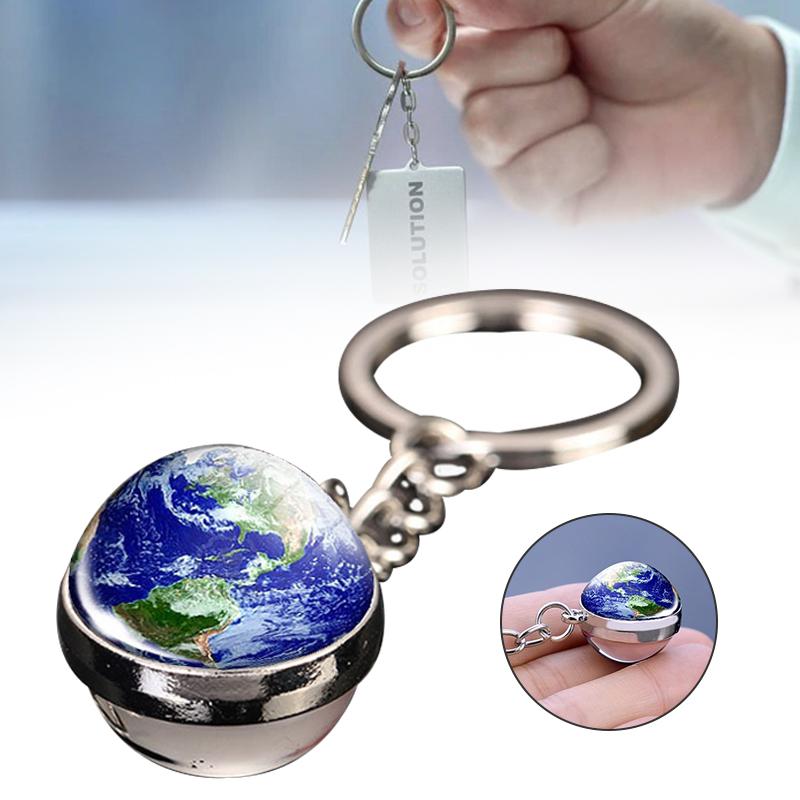 Buy Glow in the Dark Galaxy System Keychain Double Sided Glass Dome ...