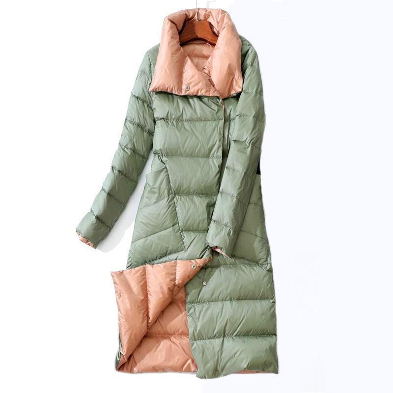 Buy Women's Mid Length Down Coat PufferLook Double Sided Down Jacket ...