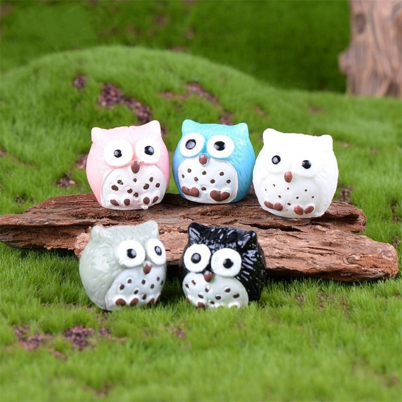 Buy Resin Mini Owls Miniature Fairy Garden Accessories Mini Animals ...