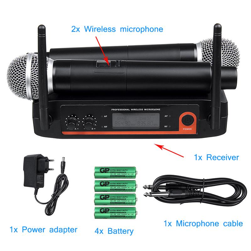 Buy Wireless Microphone System with LCD Display Dual Channel Handheld ...