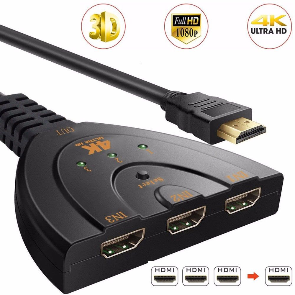 Multi Switch HDTV Hub Box LCD Switcher HDMI Splitter HUB Box Cable HDMI ...