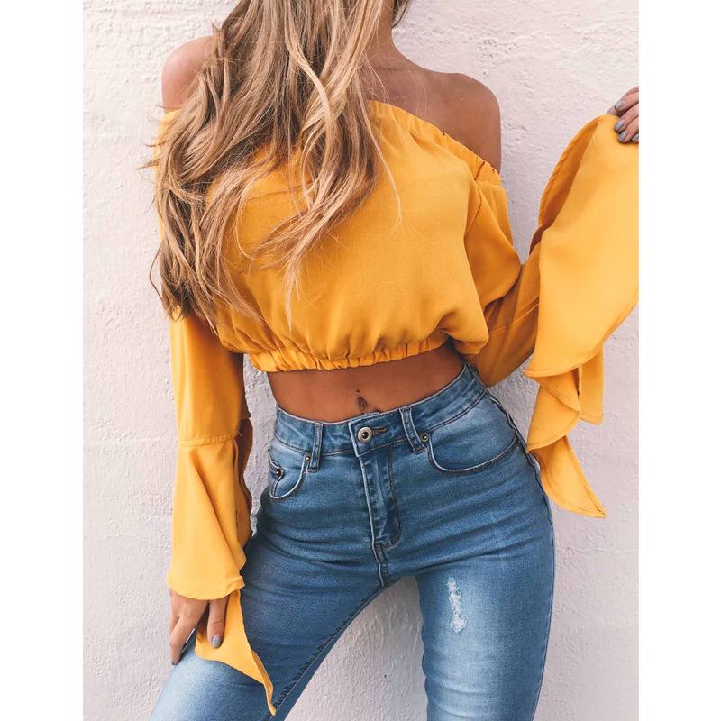 Buy Women's Sexy Off Shoulder Crop Tops Summer Casual Loose Tops T ...