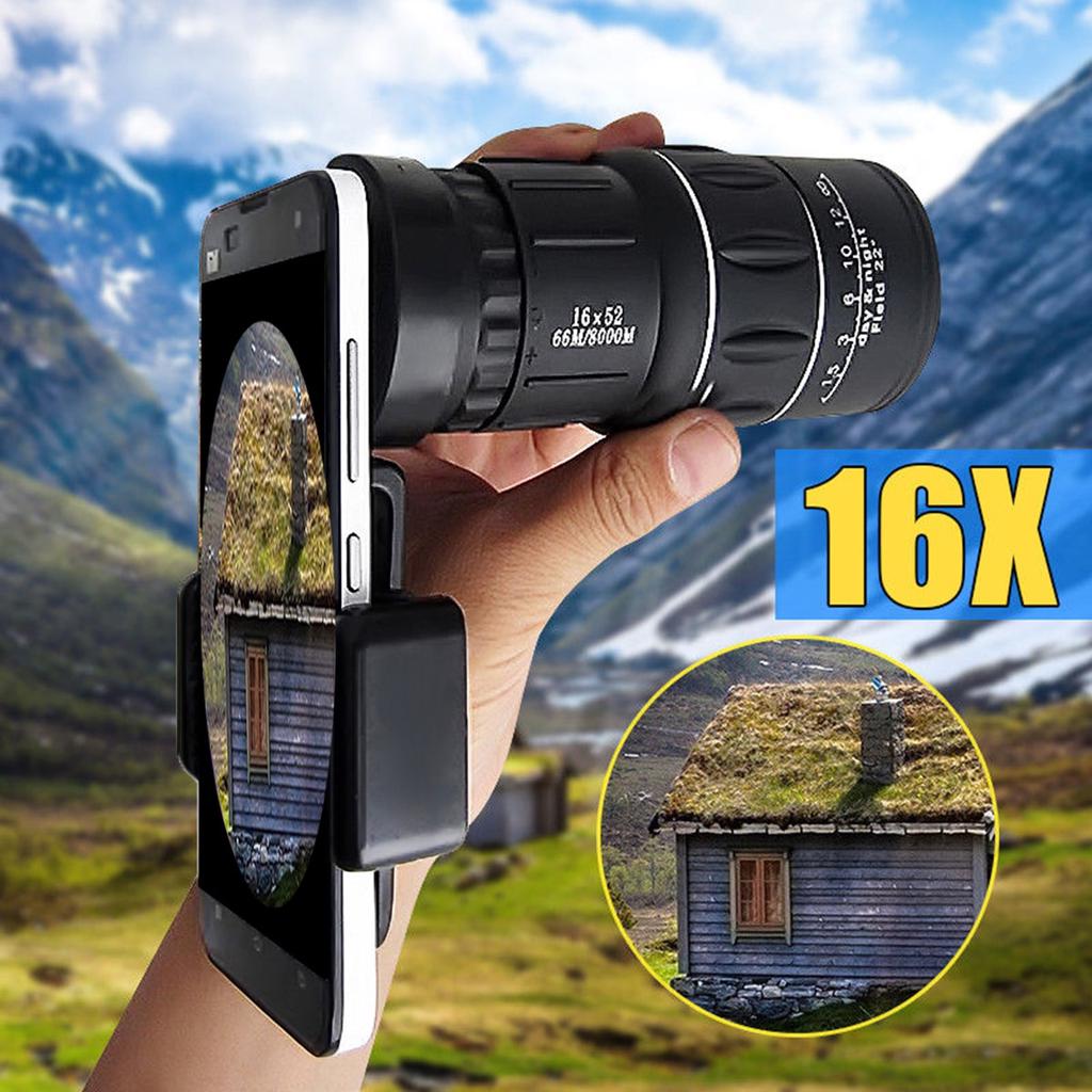 16x52 Zoom Hiking Smartphone Monocular Telescope Lens Camera HD Scope ...