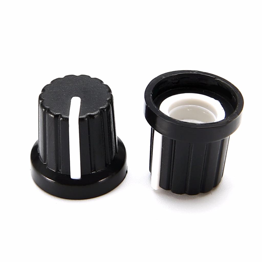 10 mm x 16 mm Black 40 Piece 6 mm Hole Diameter Potentiometer Knob ...
