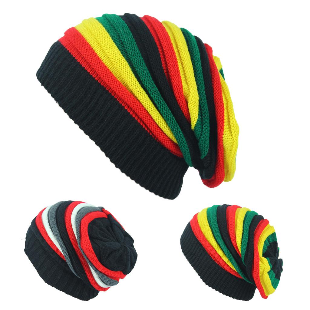 Buy Fashion Hair Line Hat Color Striped Hip-hop Knit Hat Wool Cap ...