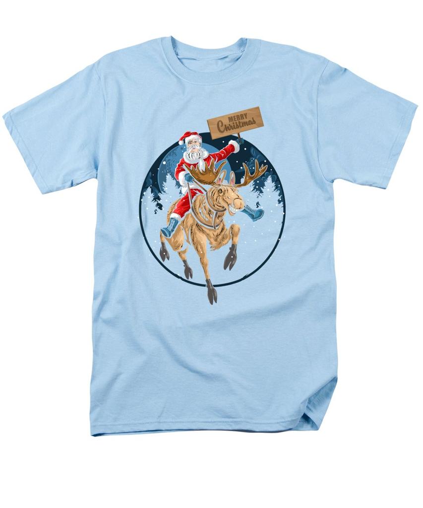 Buy Men Premium Cotton santa riding reindeer Print Tees Funny Harajuku ...