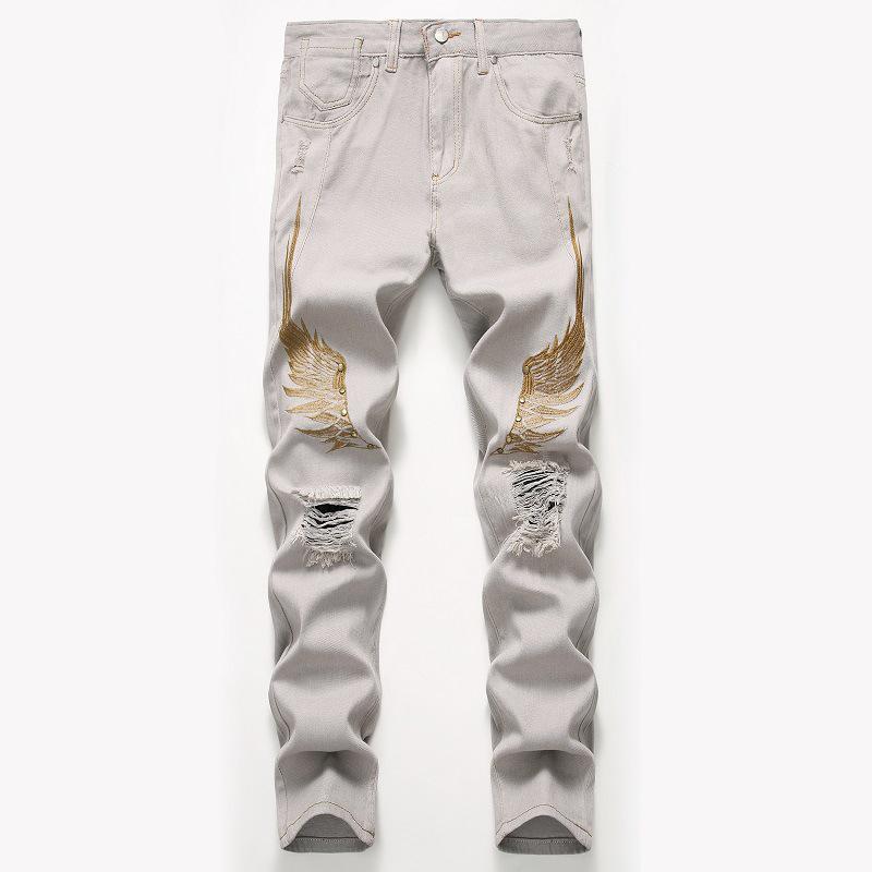 Buy Black Zipper Decorative Casual Pants Men's Elastic Leather Slim ...