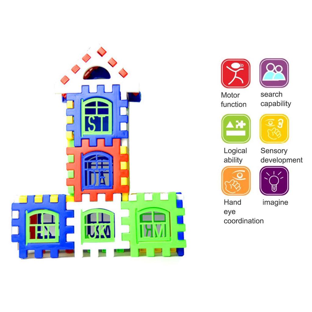 Buy 24pcs Interlocking Building Blocks House Blocks Toy for Kids ...