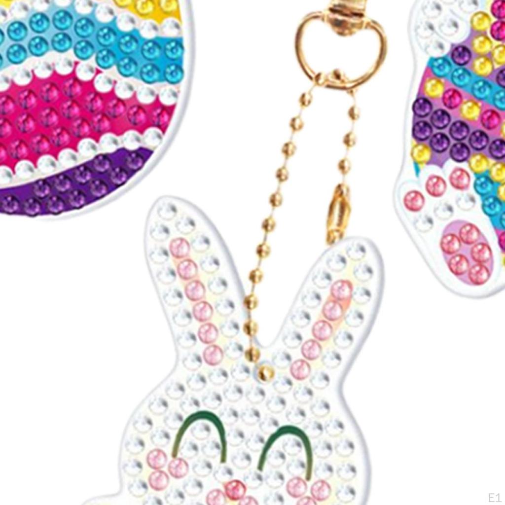Buy 5 Pack 5D Diamond Painting Keychain Easter Bunny Egg Crystal Art ...