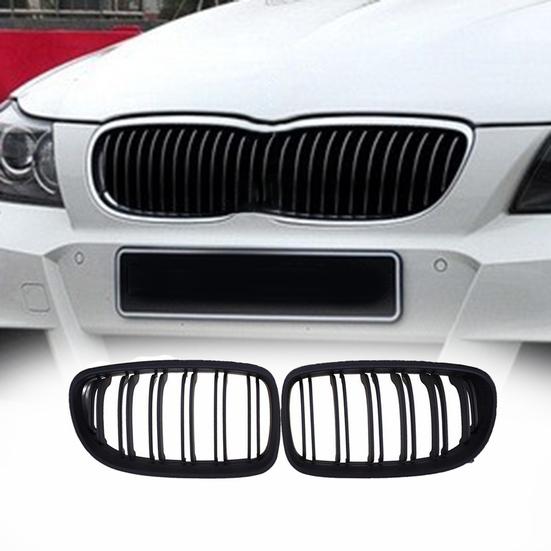 1Pair Car Front Kidney Grilles Double Slat Matte Black uygun fiyatlı ...