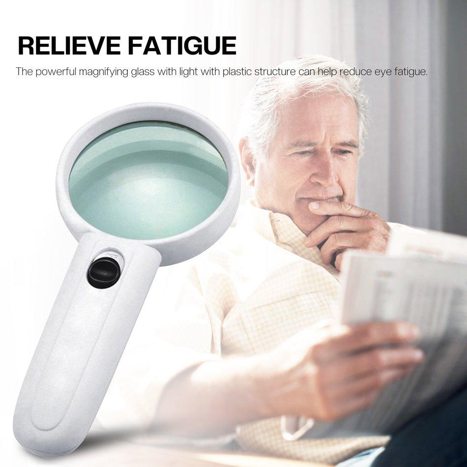 Acquista 65mm 4X Magnifier Magnification Handheld 2 LED Light Mini ...