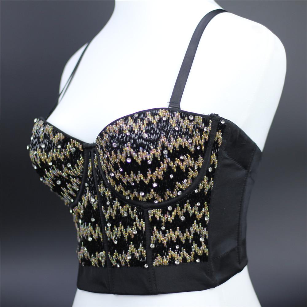 Buy Beading Crystal Rhinestone Diamond Camis Back Closure Bra Push Up ...