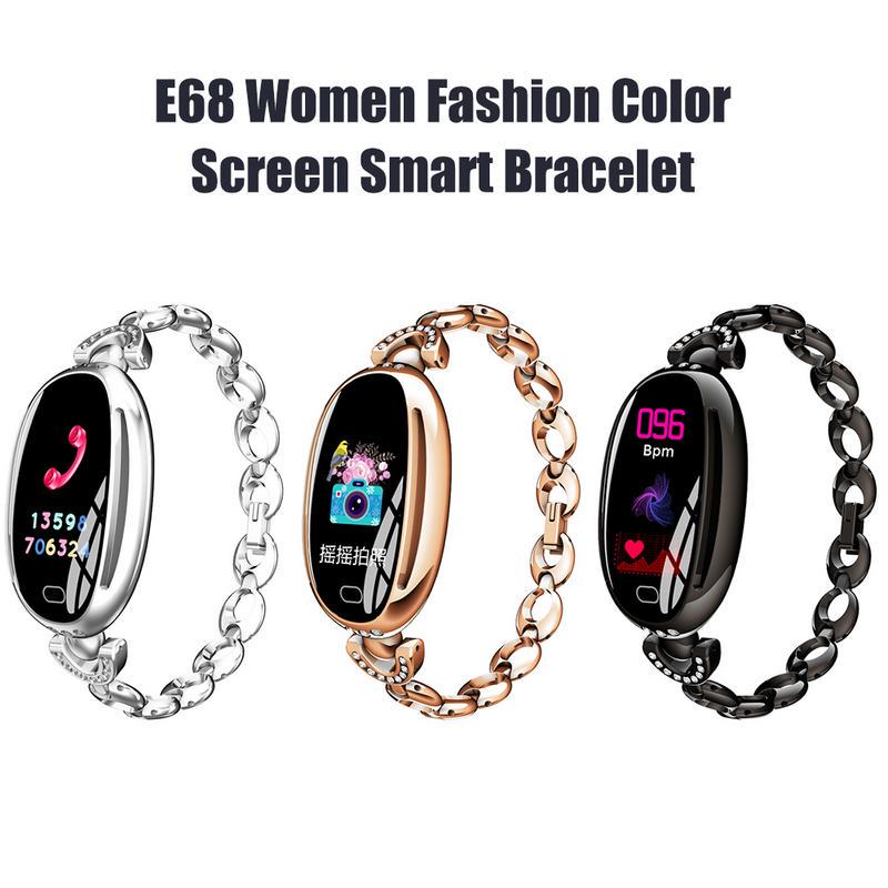 Buy E68 Women Fashion Color Screen Smart Bracelet Heart Rate Monitoring ...