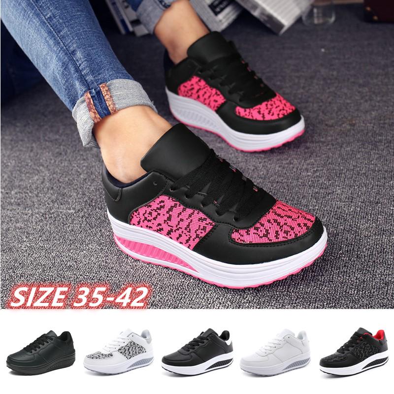 Buy Women Fashion Leather Breathable Shake Shoes Sport Shoes Jogging ...