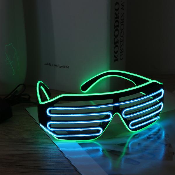 Buy 1pc Shutter Shade Glasses Luminous Voice Control LED Light Up Eye ...